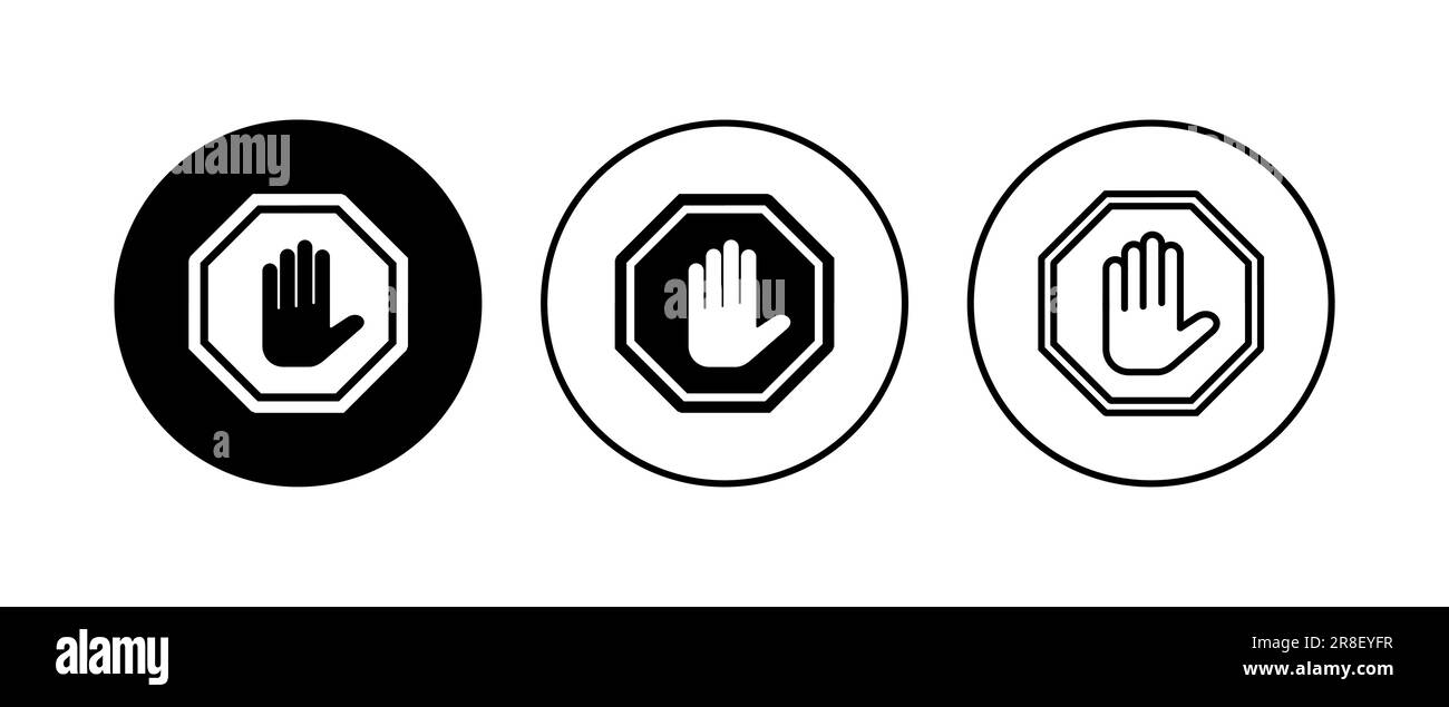 Stop icon set. stop road sign. hand stop icon vector Stock Vector Image ...