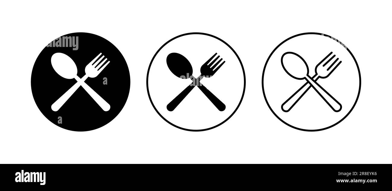 spoon and fork icon set. spoon, fork and knife icon vector. restaurant ...