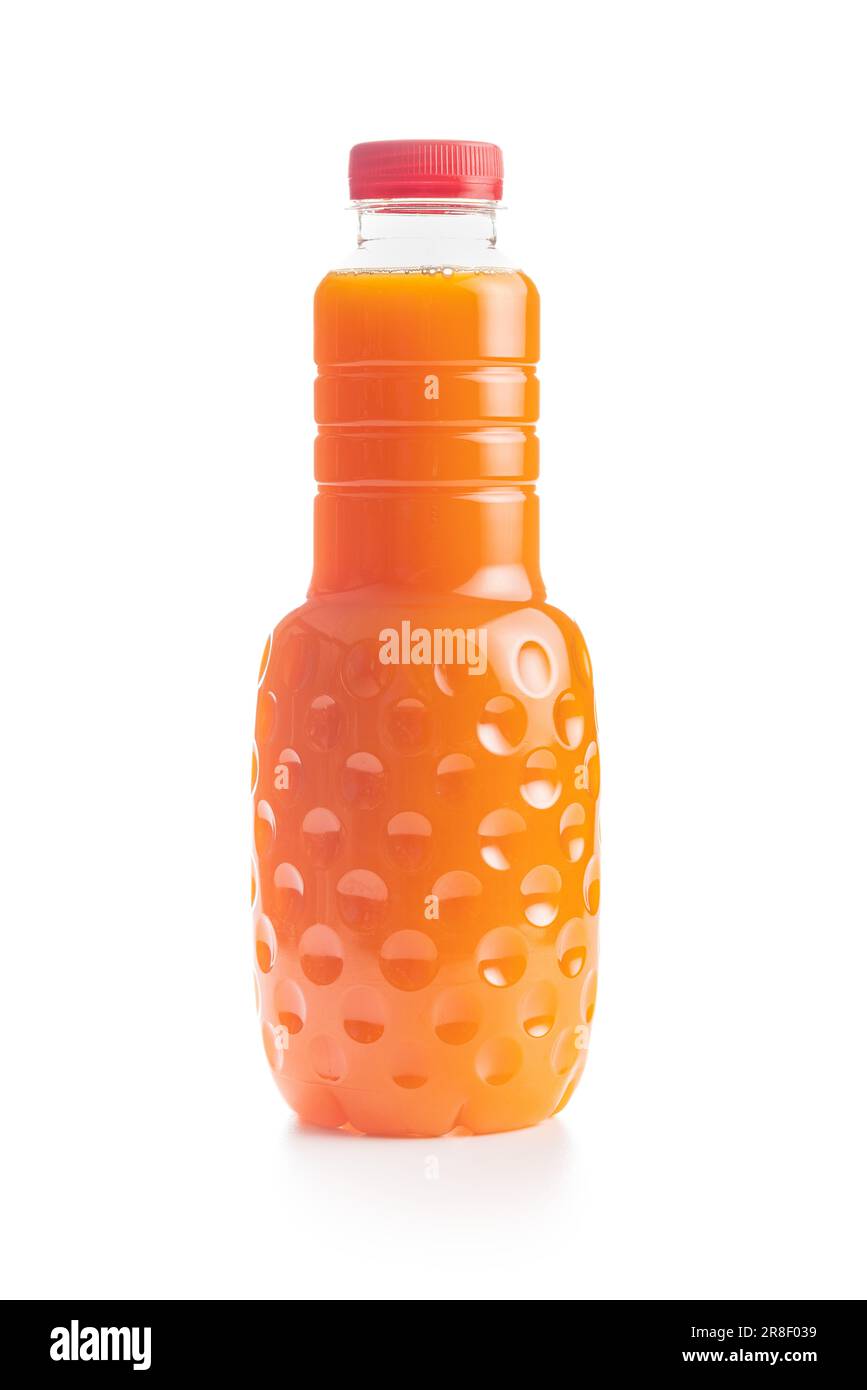 A bottle of fruit juice. Orange juice isolated on the white background ...