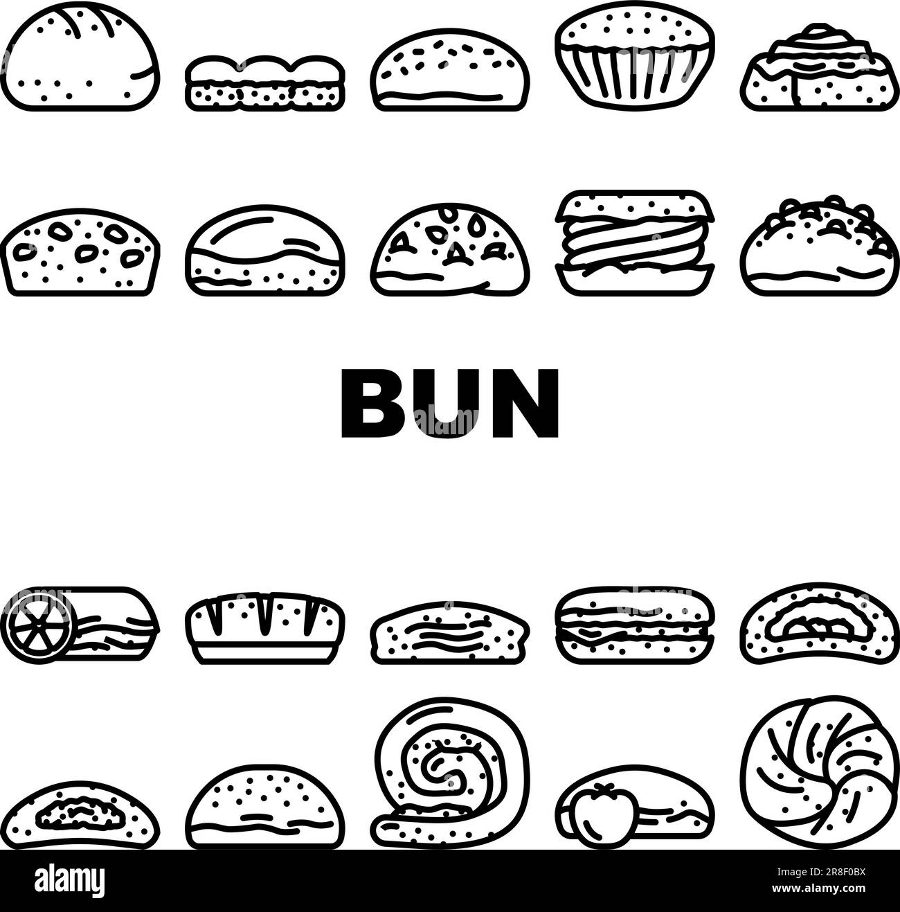 bun bread burger hamburger icons set vector Stock Vector Image & Art ...