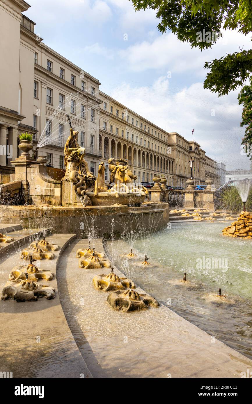 Neptune fountain located in Cheltenham town centre, England Stock Photo ...