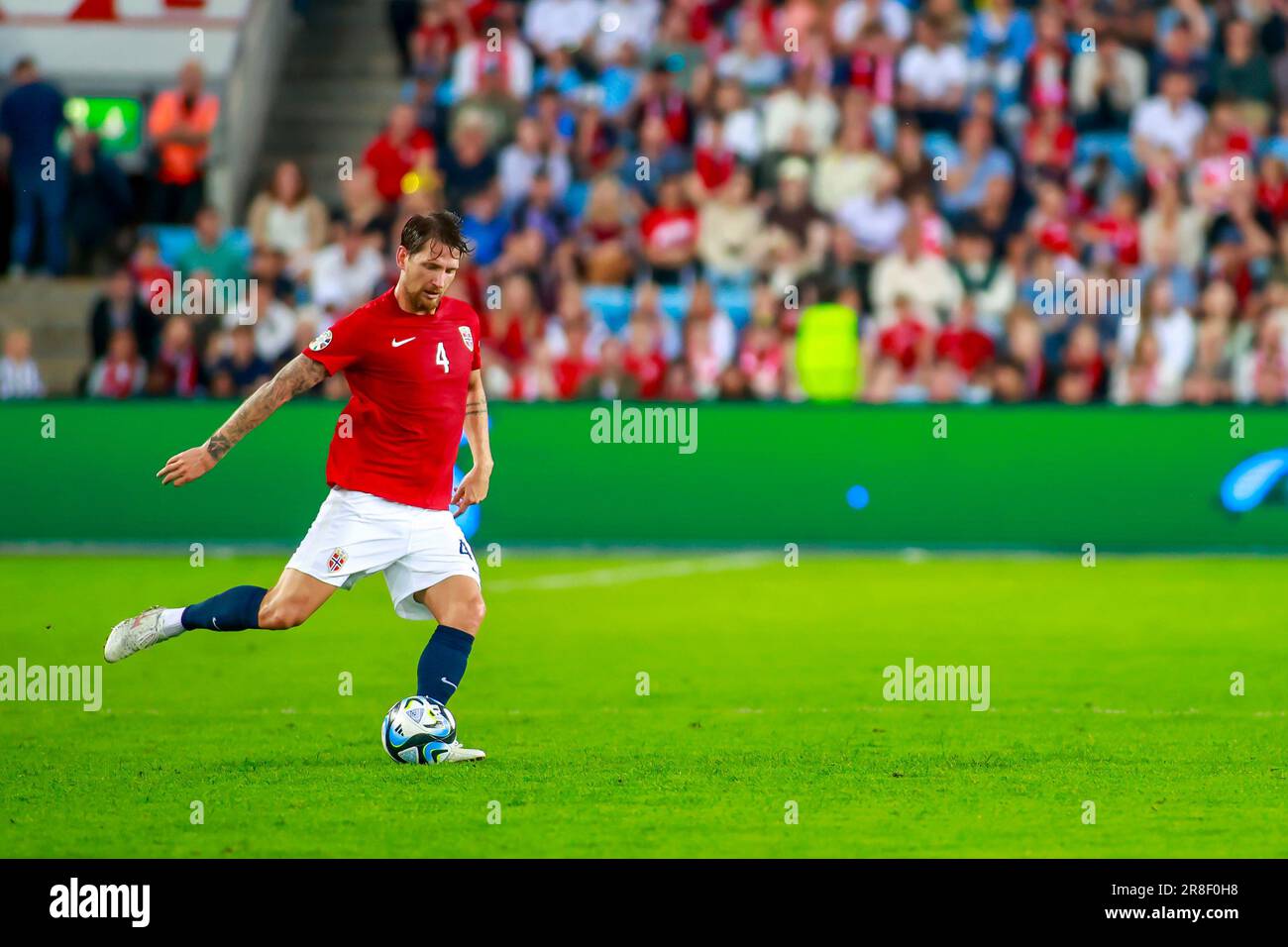 Oslo, Norway, 20th June 2023. Norway's Stefan Strandberg on the ball in ...