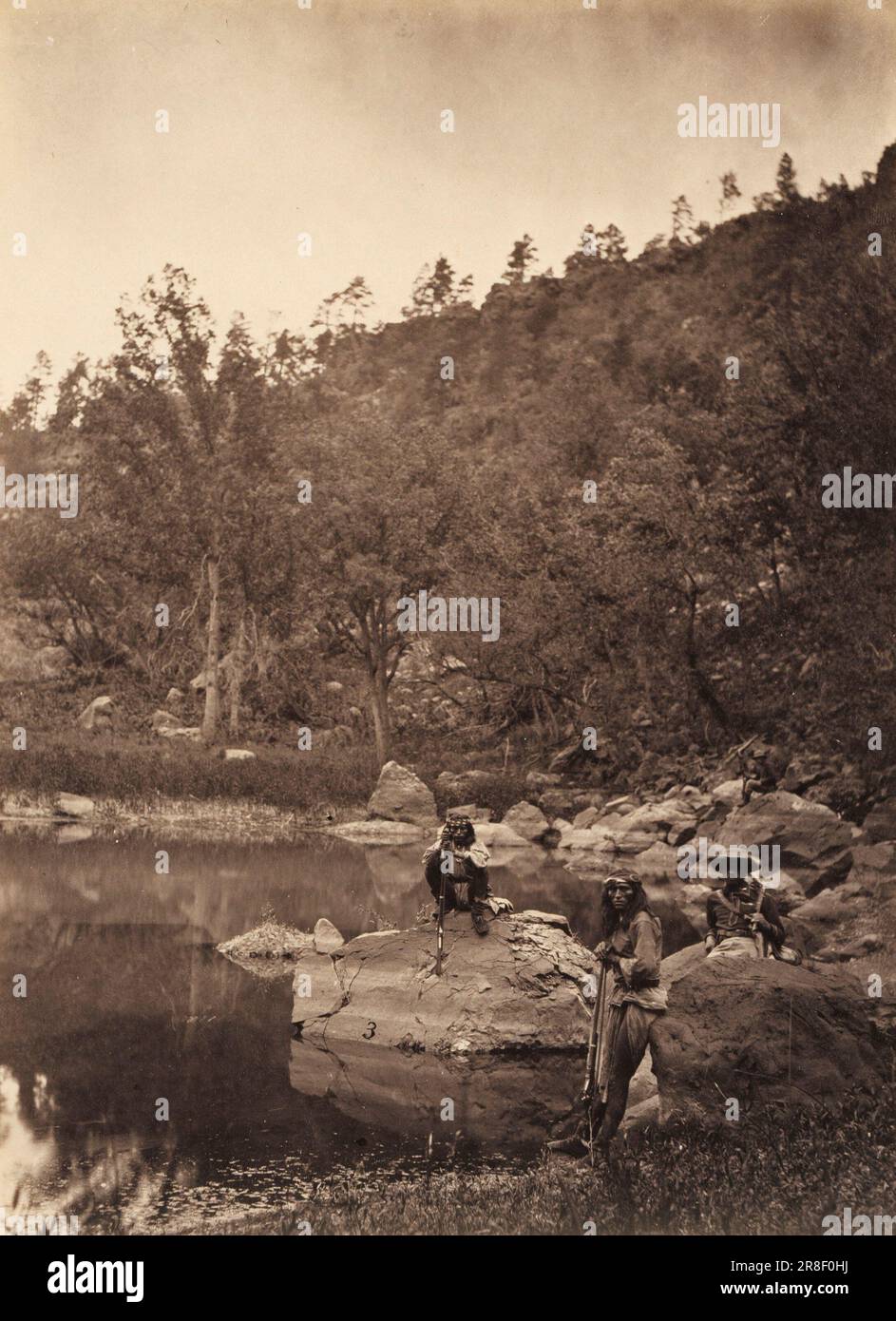 View on Apache Lake, Sierra Blanca Range, Arizona, with Two Apache ...