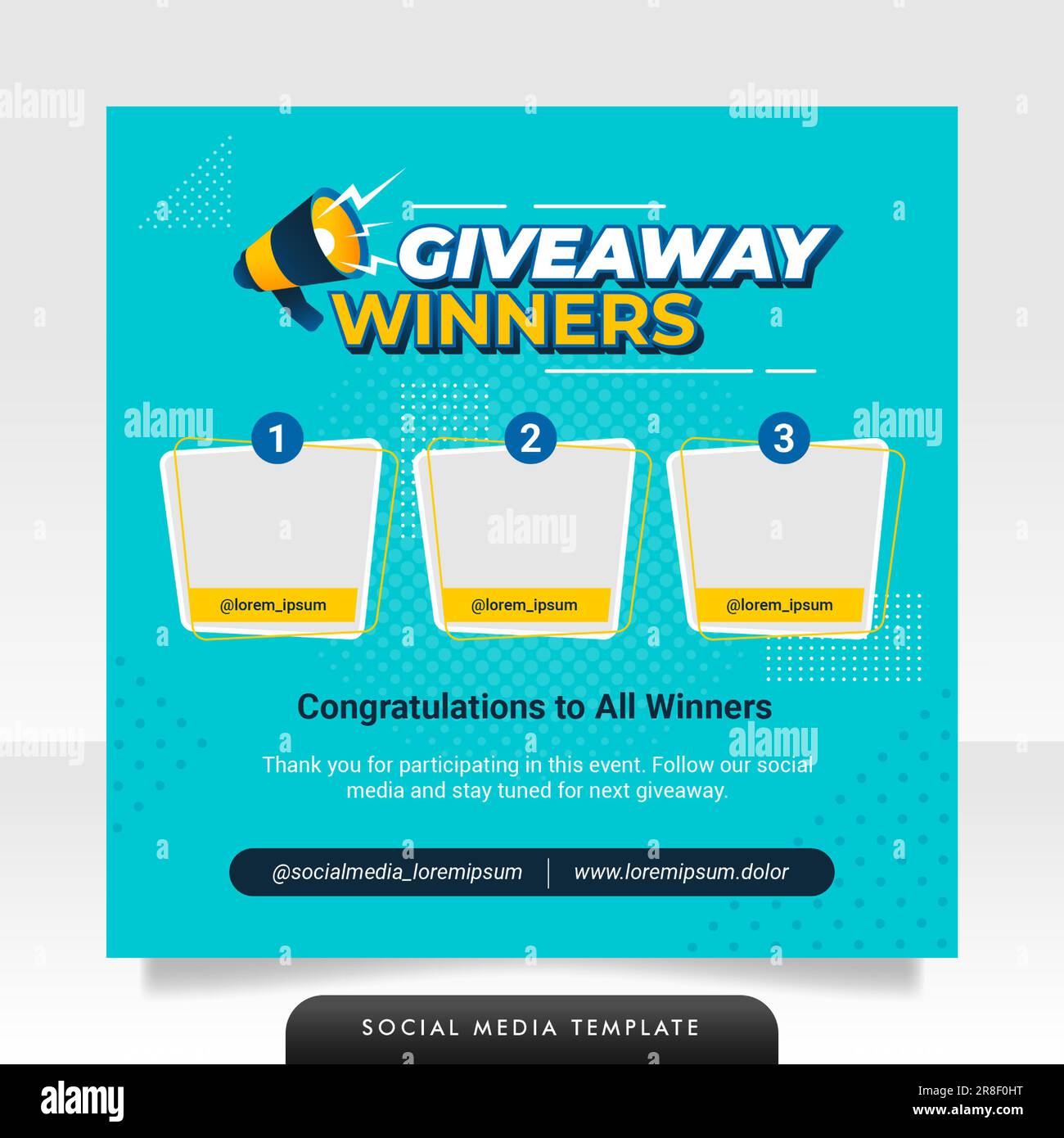 Giveaway winner announcement social media post banner template Stock ...