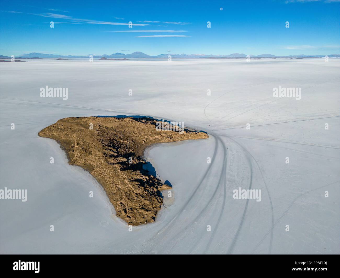 Aerial view of Isla Incahuasi, an island in the middle of the biggest ...