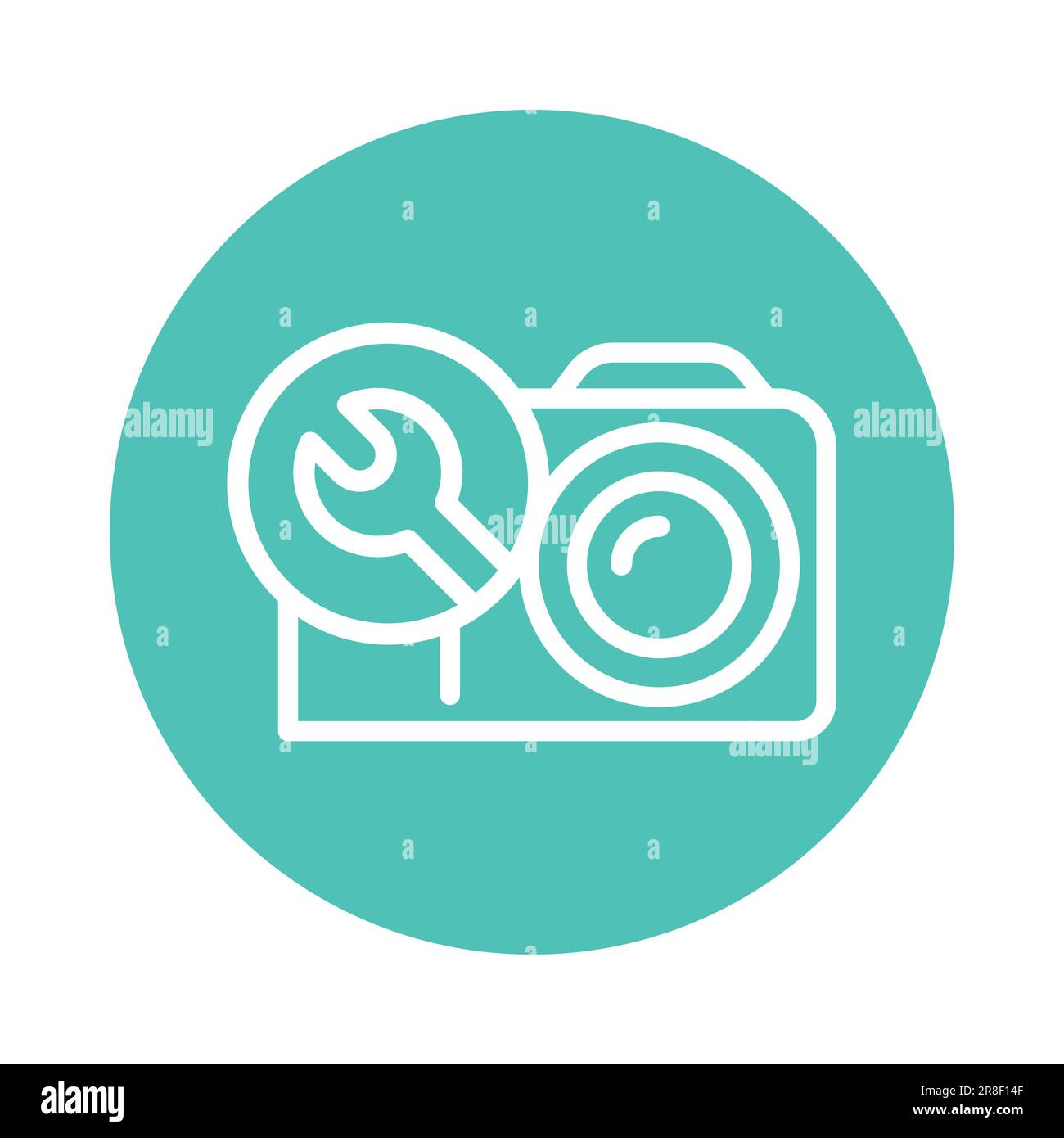 Repair photo camera color line icon. Handyman service. Isolated vector ...