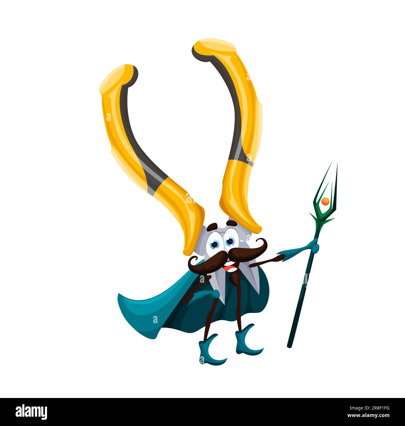 Cartoon halloween nippers tool wizard character. Repair, fixing diy or ...