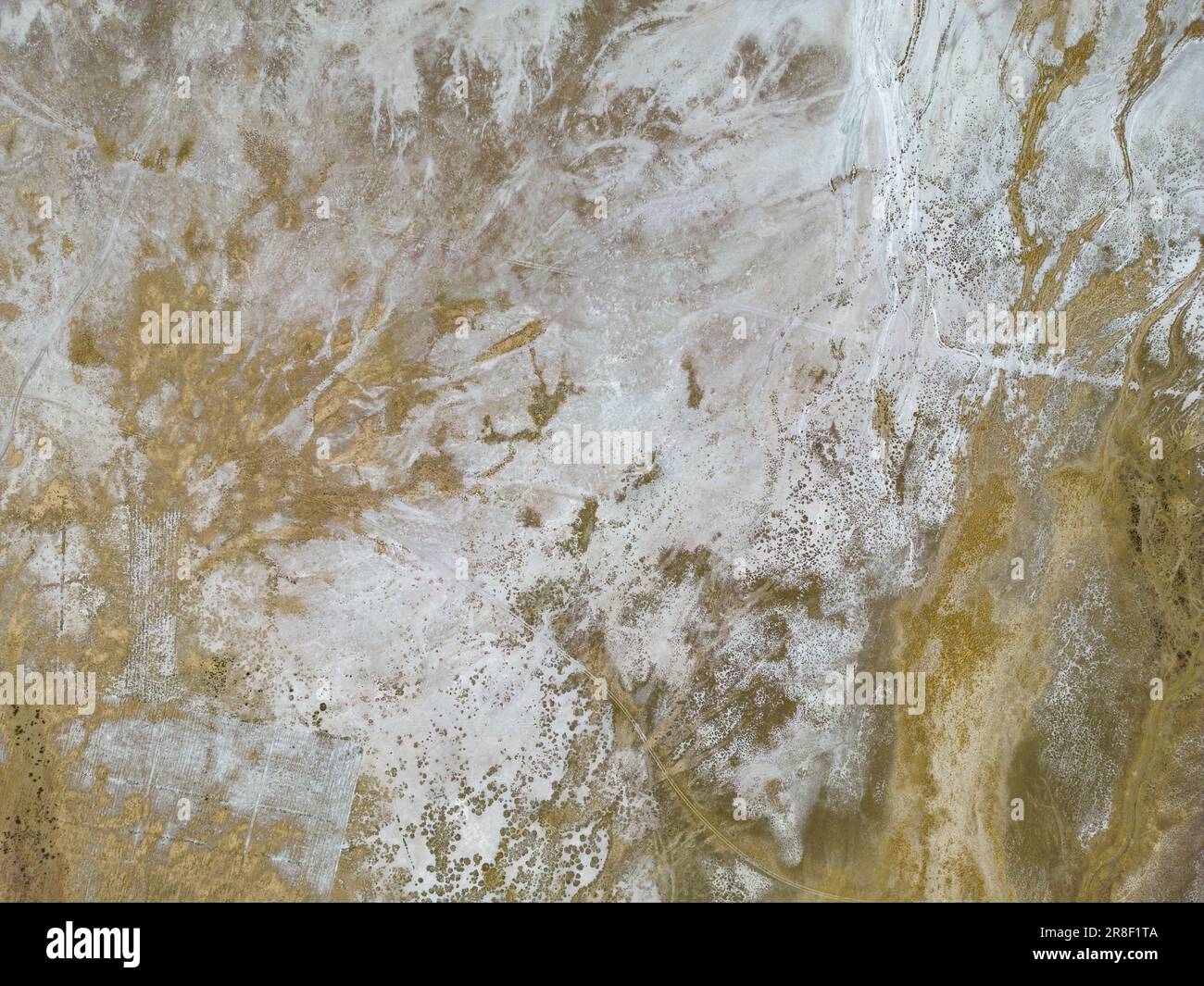 Aerial view of Bolivias second largest lake, the dried out Lago Poopó ...