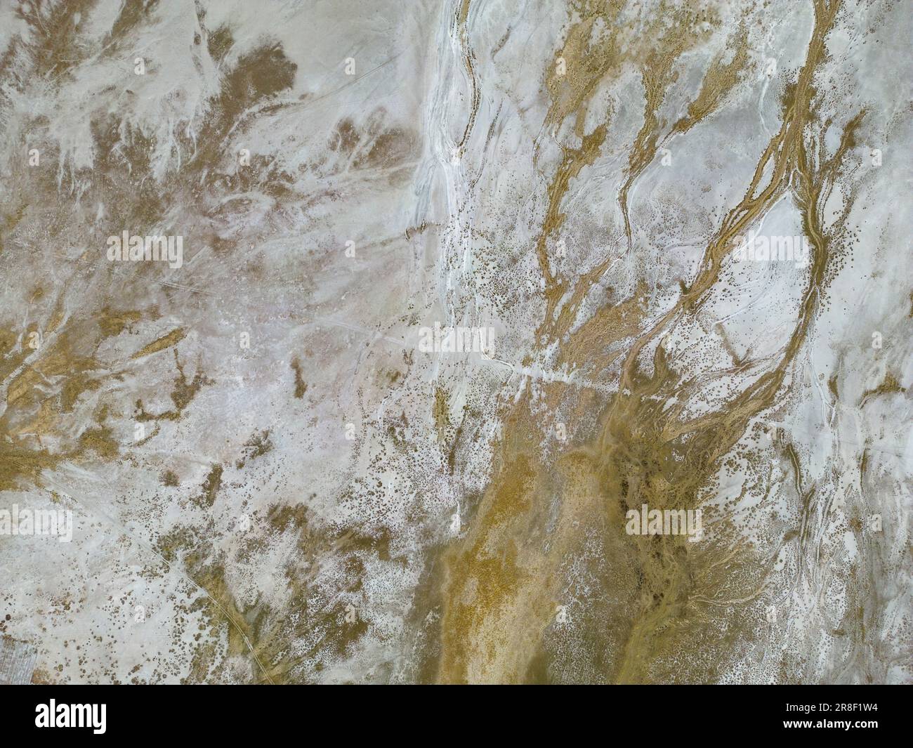 Aerial view of Bolivias second largest lake, the dried out Lago Poopó ...