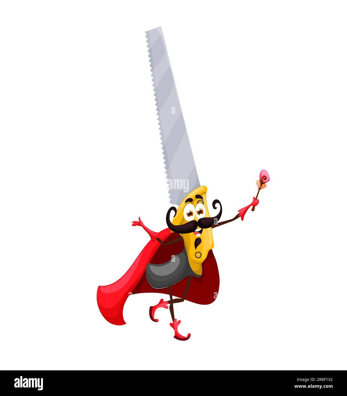 Cartoon Halloween saw tool wizard character. Isolated vector warlock or ...
