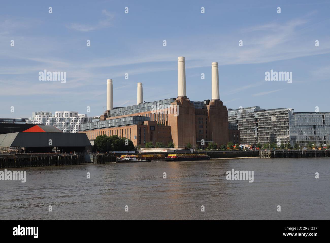 North facade of Battersea Power Station viewed across River Thames ...