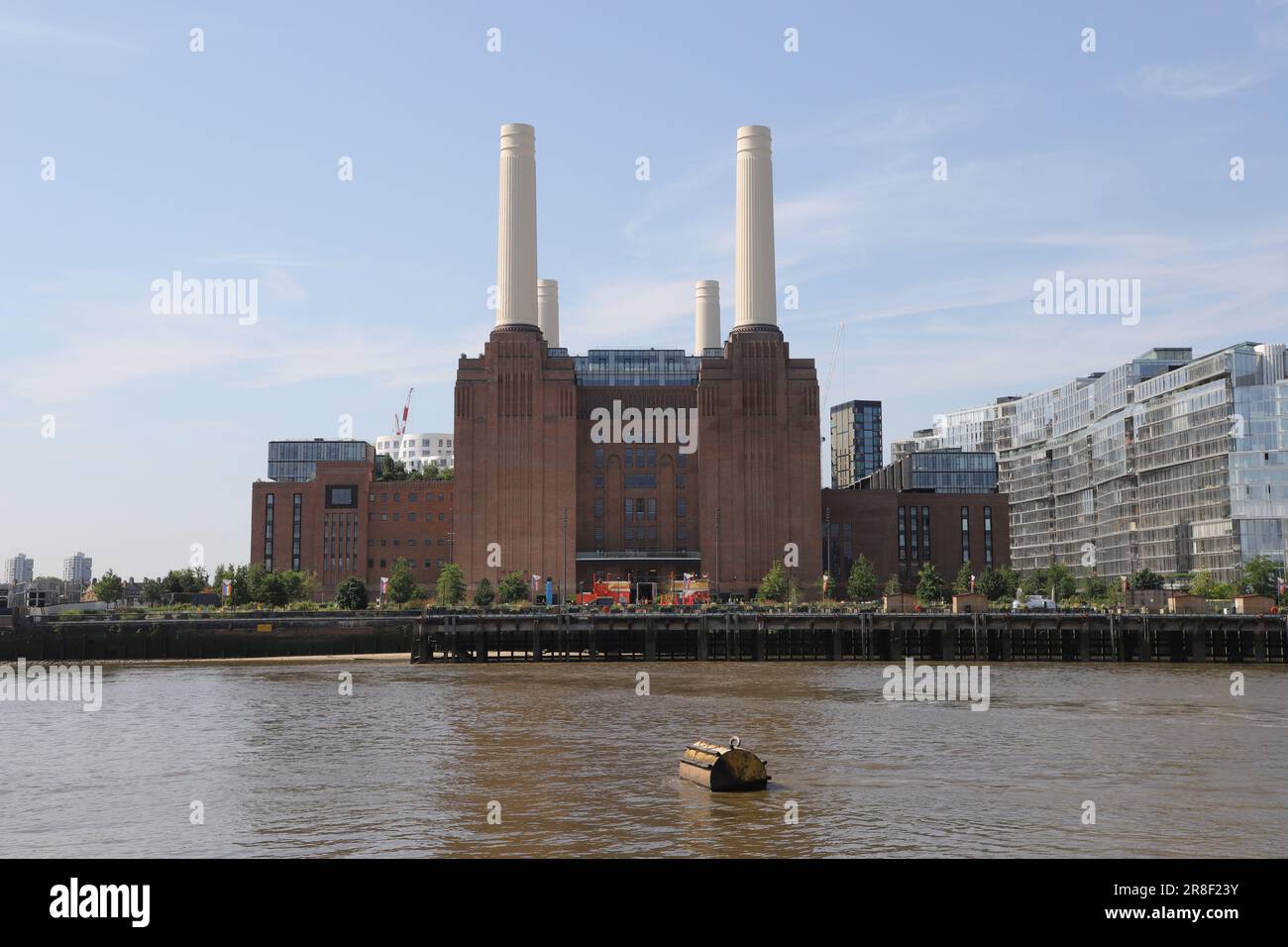 North facade of Battersea Power Station viewed across River Thames ...