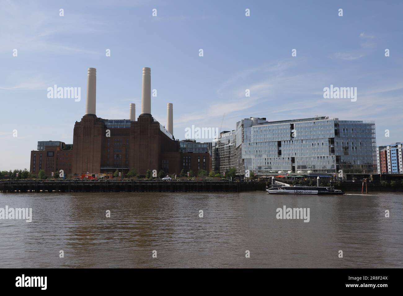 North facade of Battersea Power Station viewed across River Thames ...