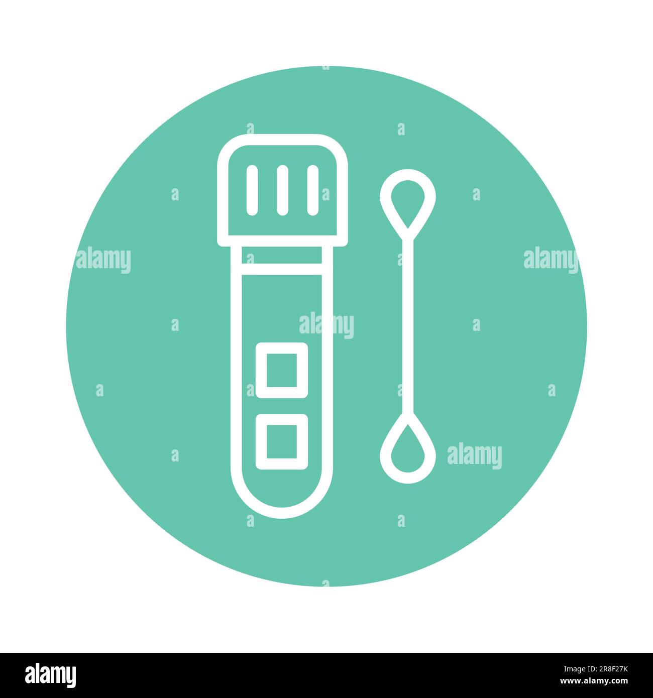 Laboratory tube with saliva test color line icon. Isolated vector ...
