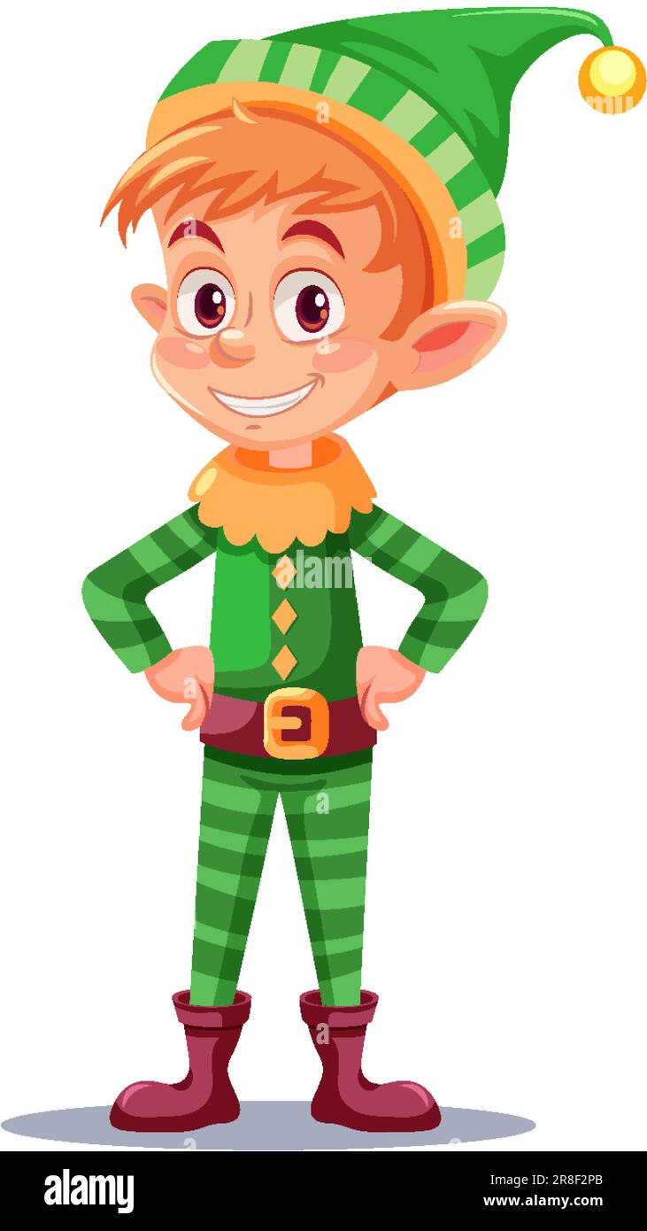Adorable Christmas Elf Cartoon Character illustration Stock Vector ...