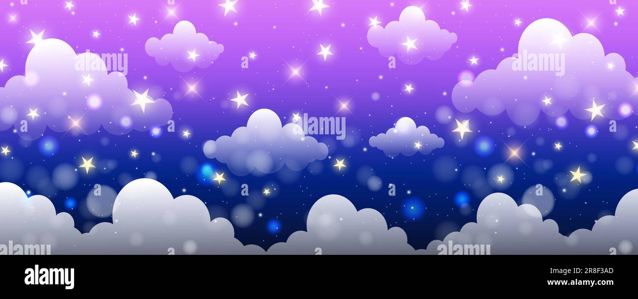 Night sky background with clouds and star. Purple dreamy space ...