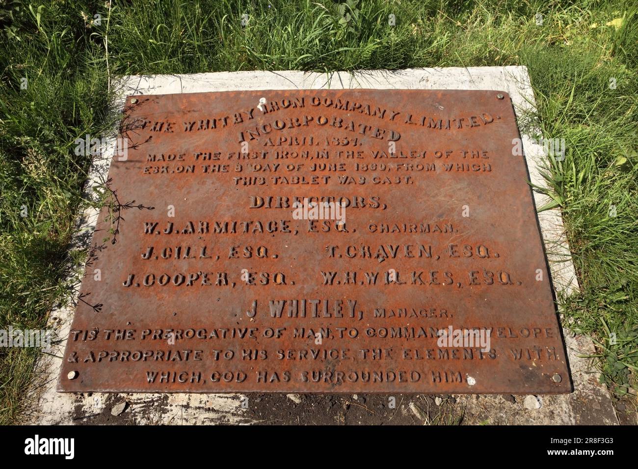 Plaque at site of abandoned ironstone works of the Whitby Iron Company ...