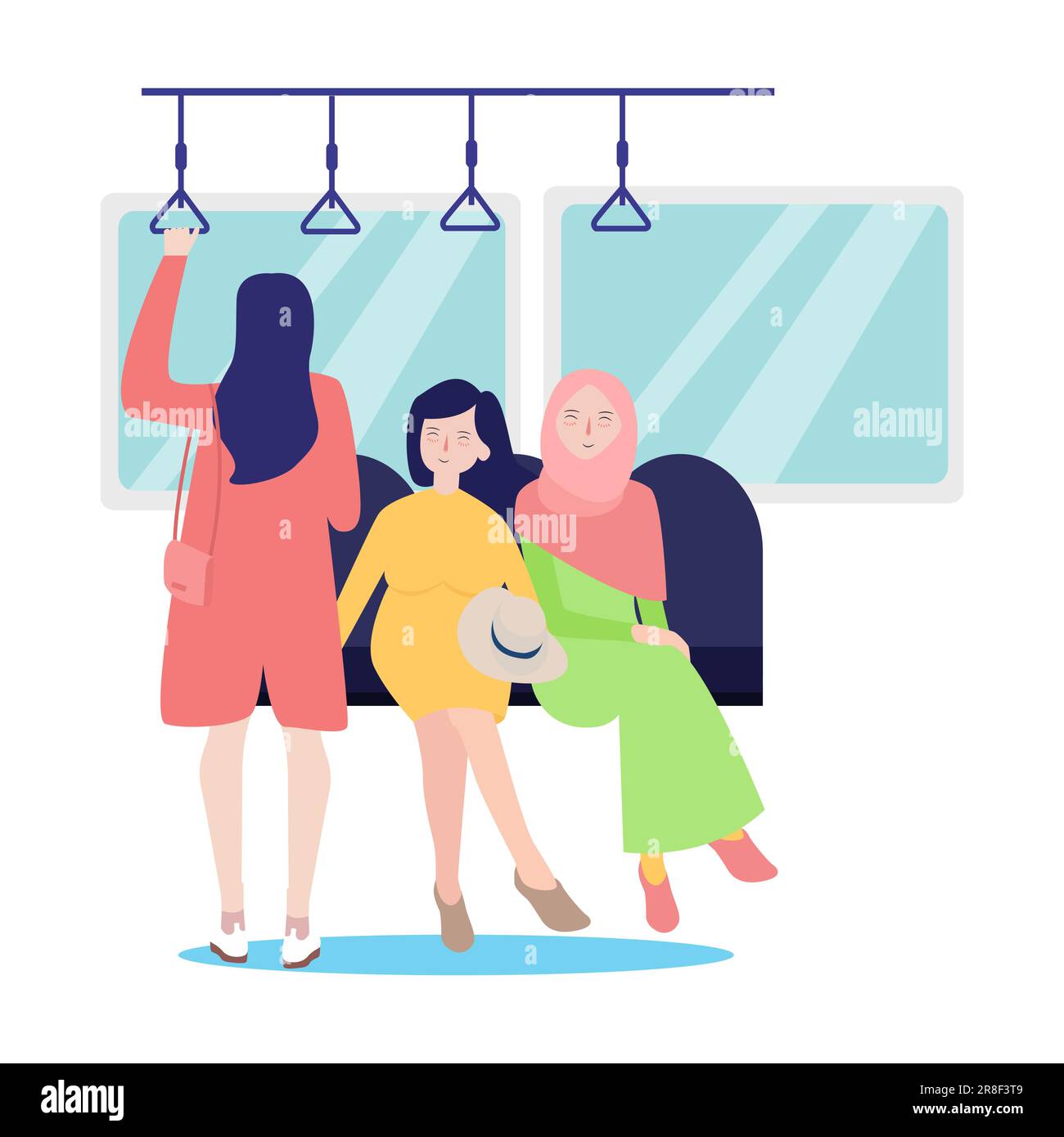 woman train public transportation subway modern fast vehicle journey ...