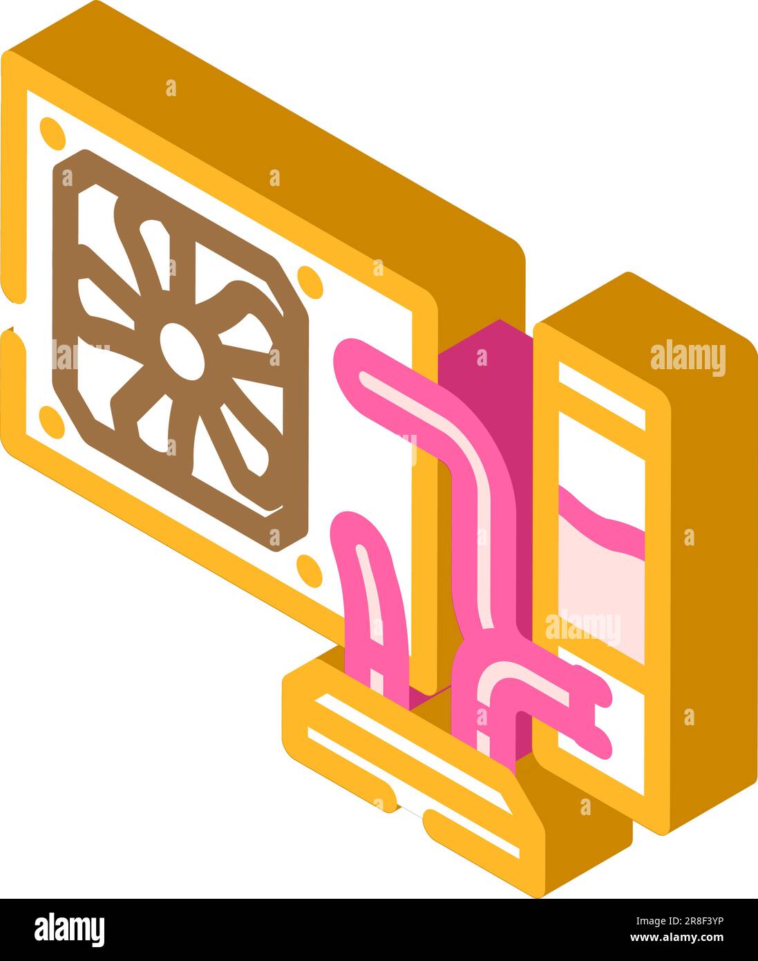 liquid cooling gaming pc isometric icon vector illustration Stock ...