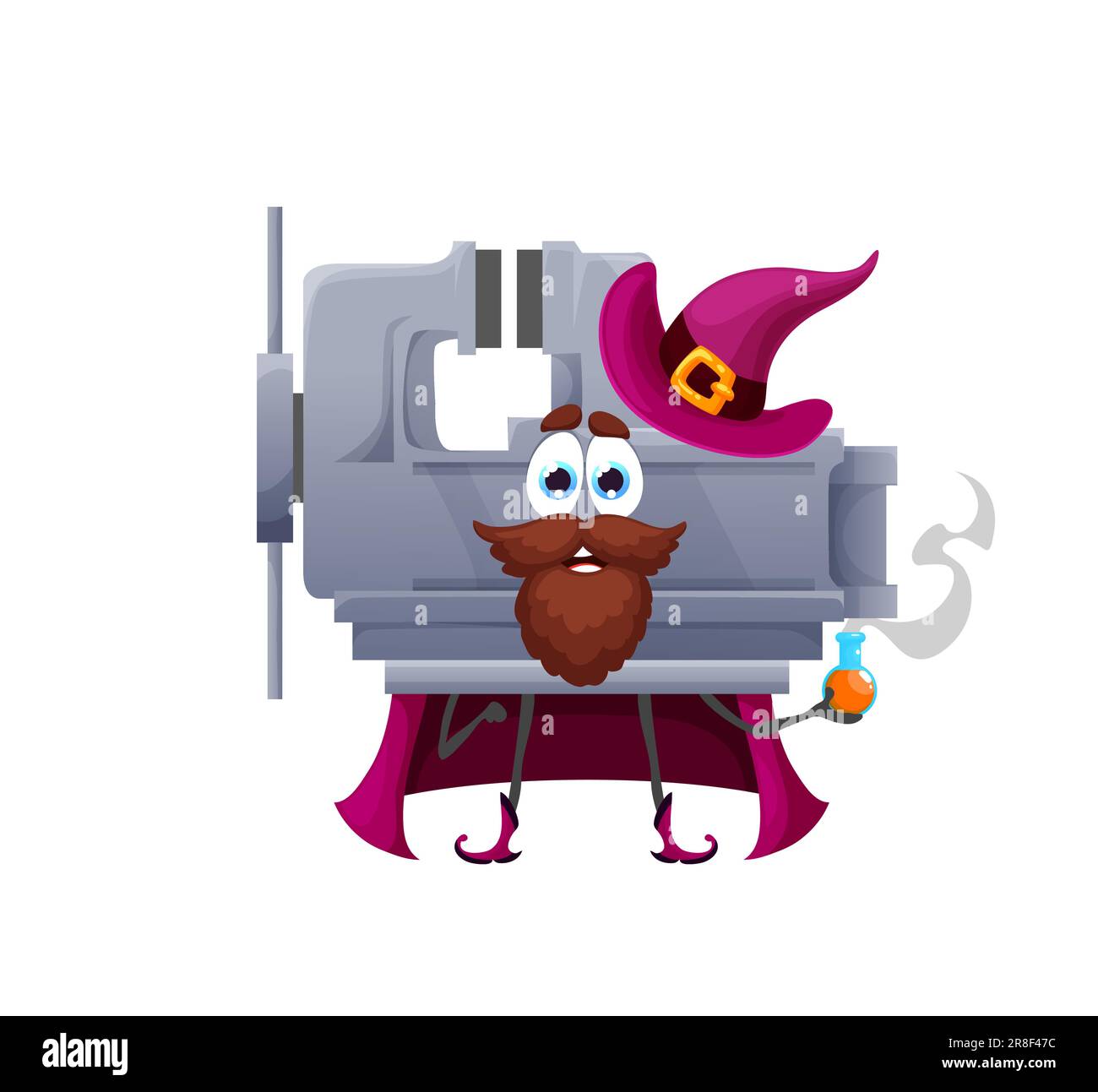 Cartoon halloween vise tool wizard character. Isolated vector carpentry ...