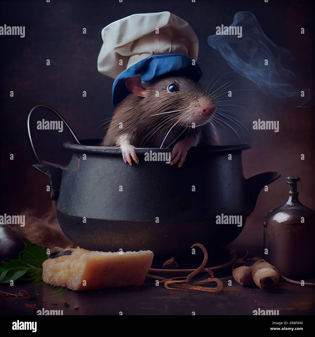 cute rat in a chef's hat cooks food. Generative Ai Stock Photo - Alamy