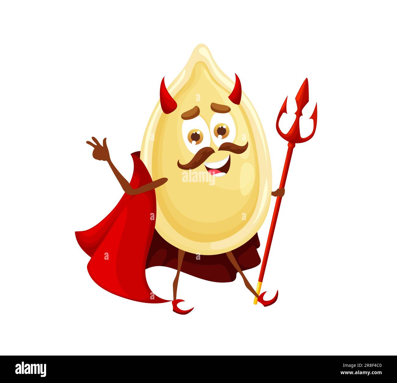 Cartoon Halloween devil pumpkin seed character. Isolated vector comical ...