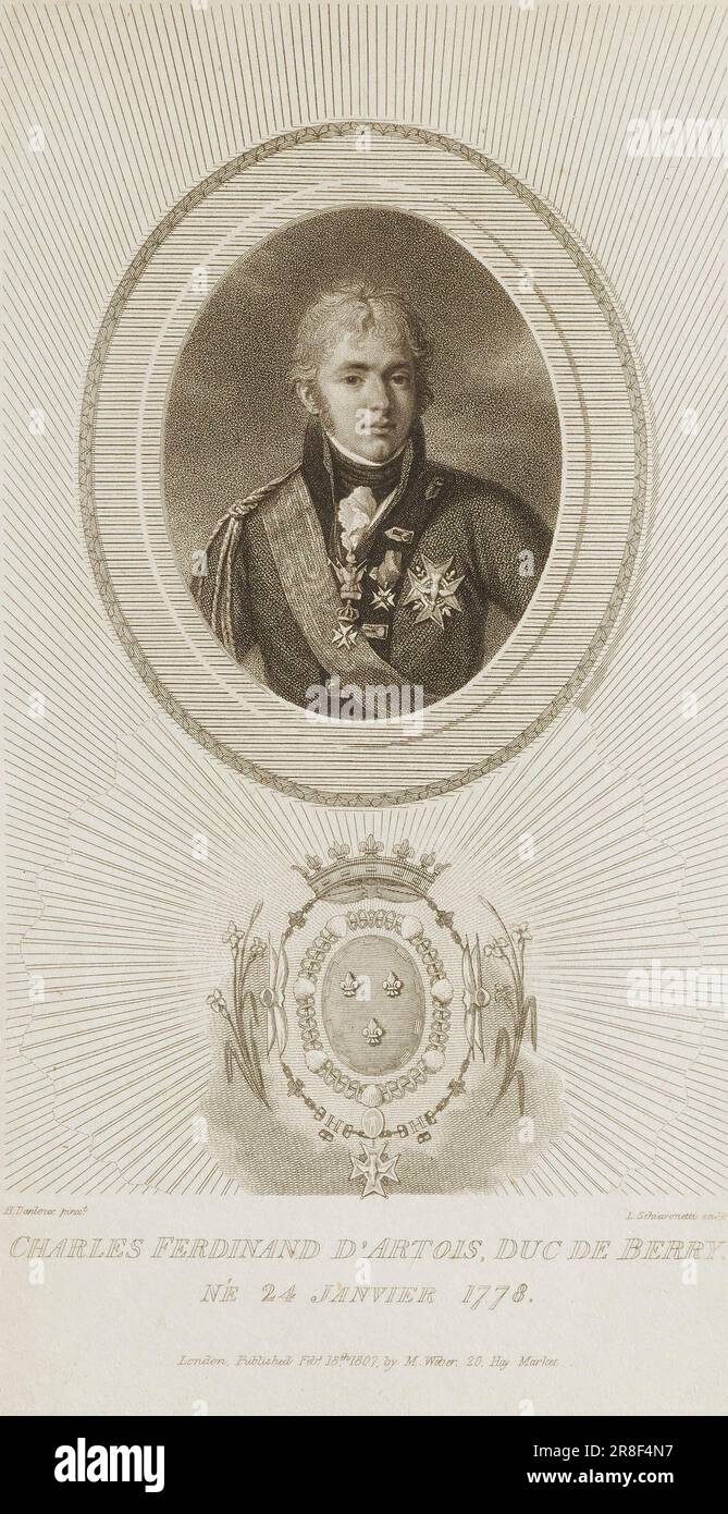 Charles Ferdinand S'Artois, Duc de Berry n.d. by Luigi Schiavonetti ...