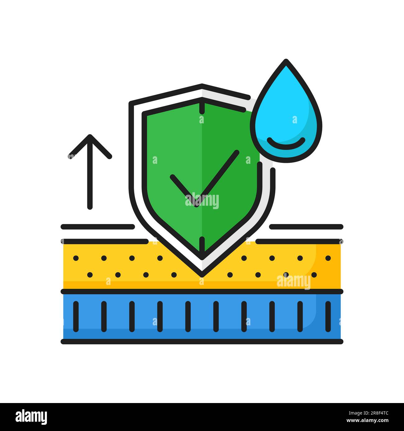Waterproof shield and drop outline icon. Vector water resistant sign ...