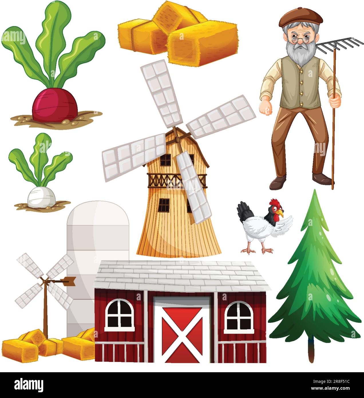 Farm Objects and Elements Vector Set illustration Stock Vector Image ...