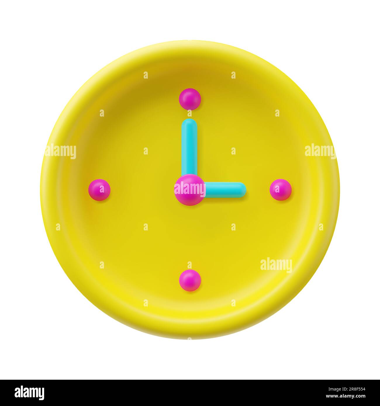 3d plastic round watch. Realistic mechanical clock isolated on white ...