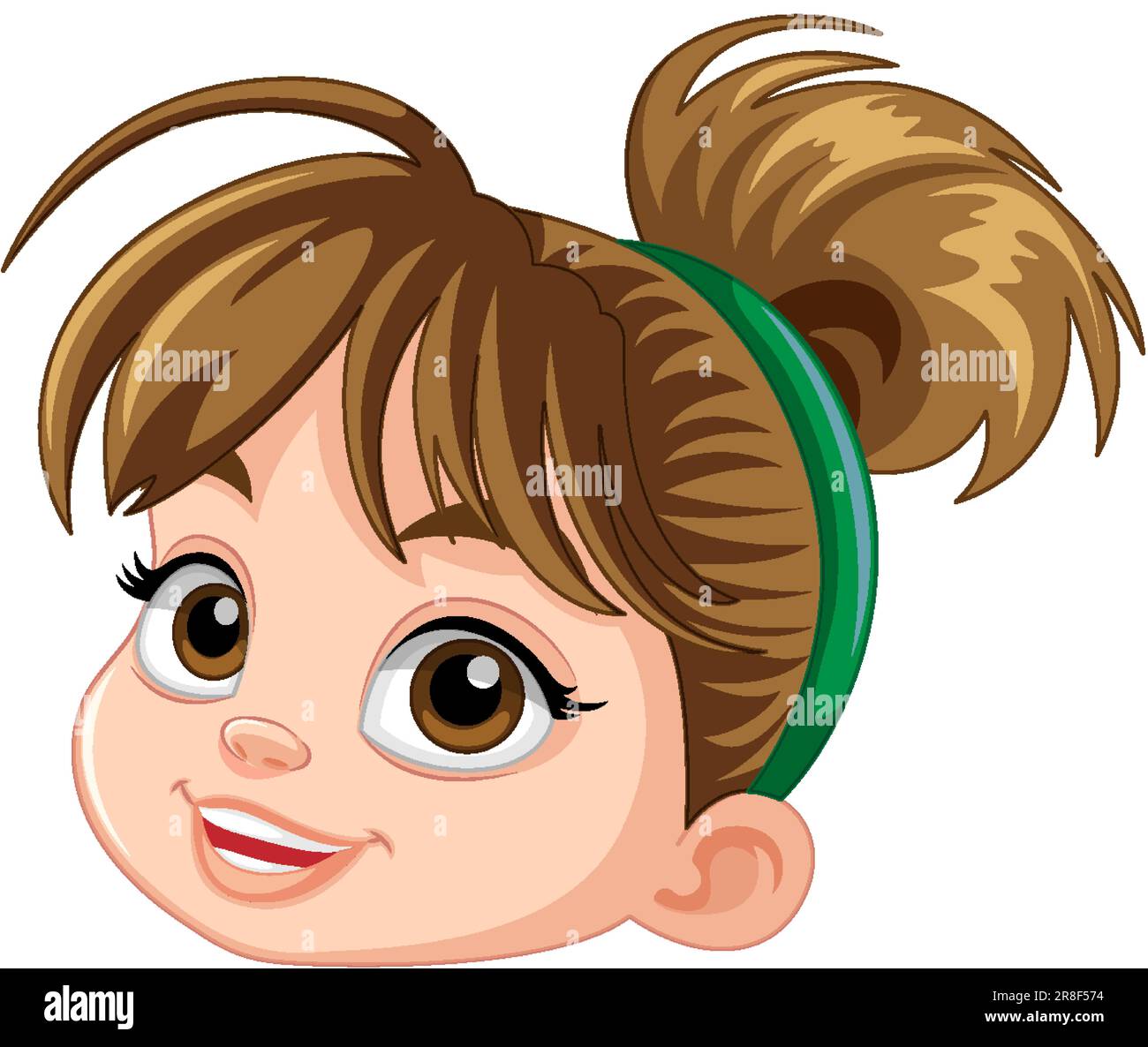 Girl with brown hair cartoon face illustration Stock Vector Image & Art ...