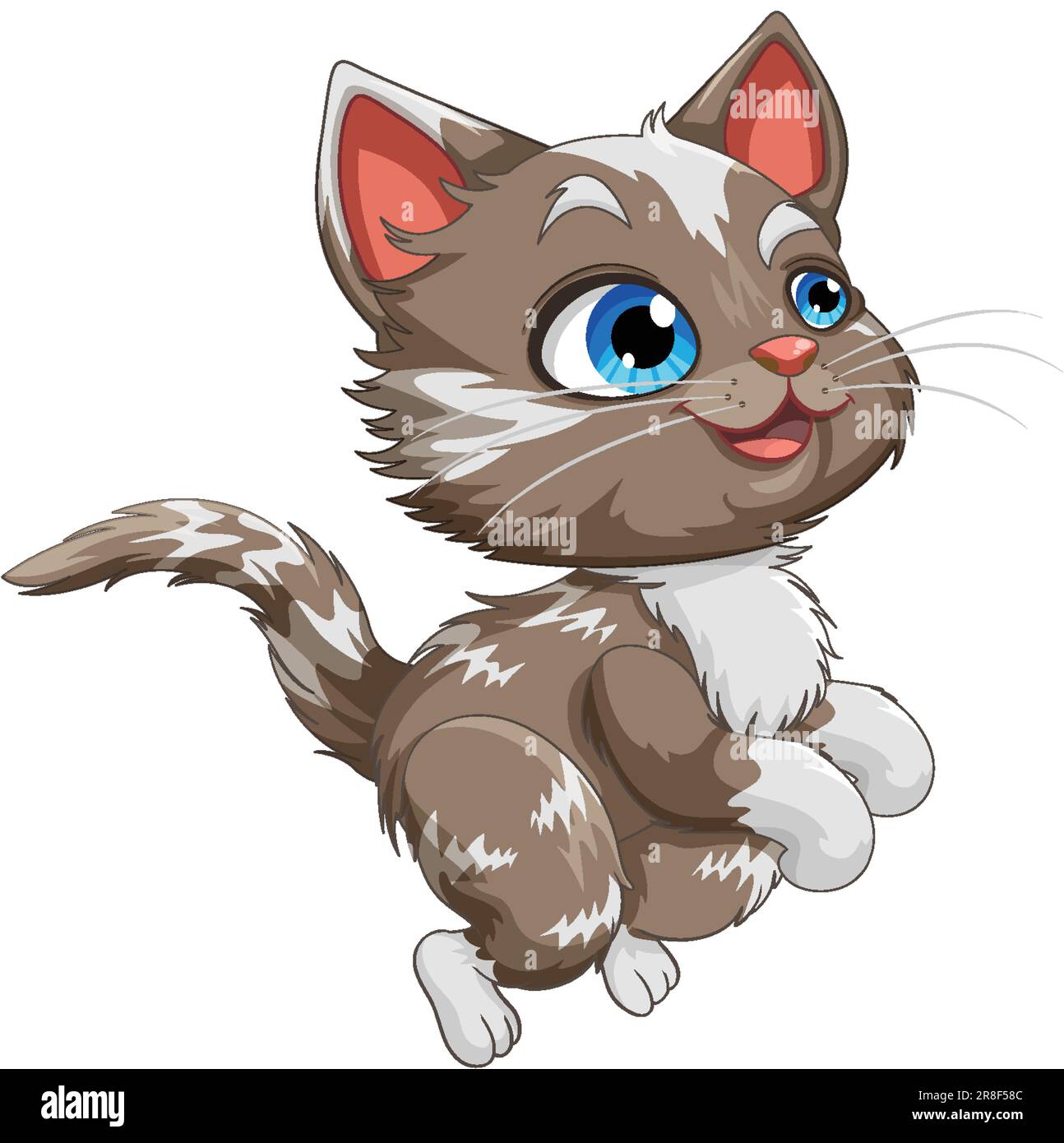 Cute Cat in Jumping Pose Vector illustration Stock Vector Image & Art ...