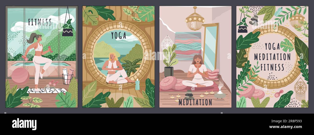 Yoga, meditation and fitness posters Stock Vector Image & Art - Alamy