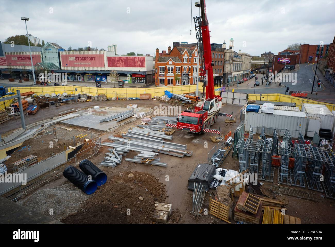 The construction work for One Stockport Stock Photo - Alamy