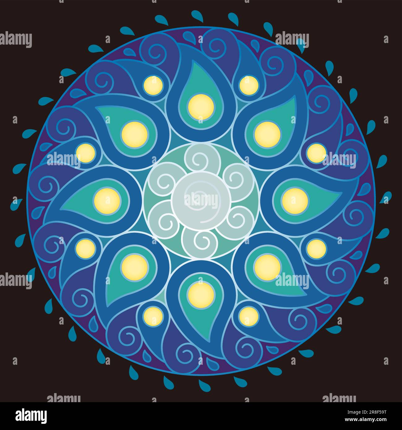 Colorful Rangoli Ornament Design For Diwali Isolated On A Black ...