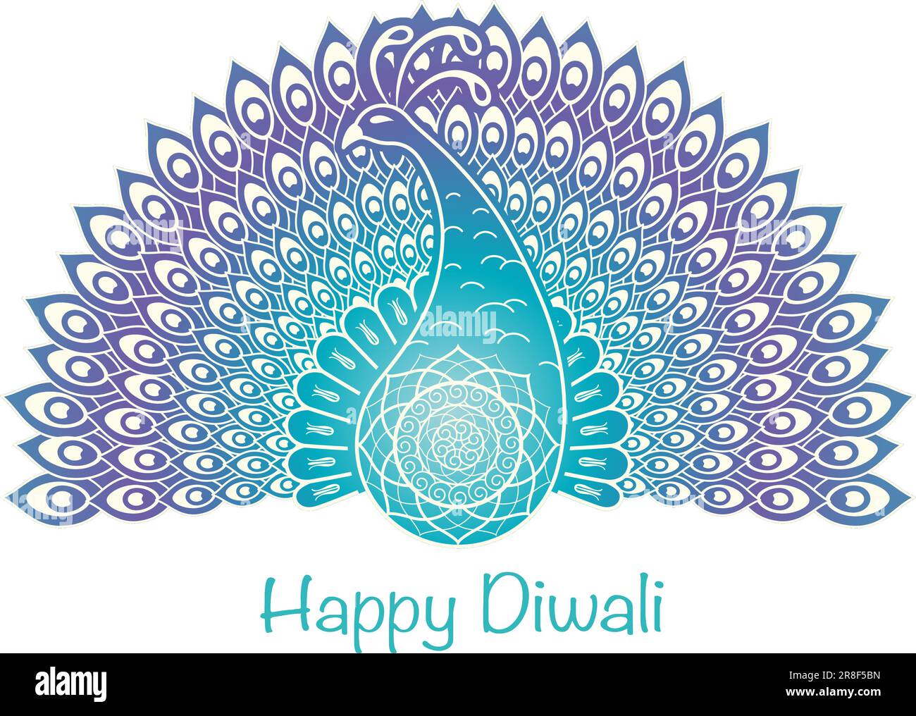 Happy Diwali Colorful Peacock Symbol Design Isolated On A White ...