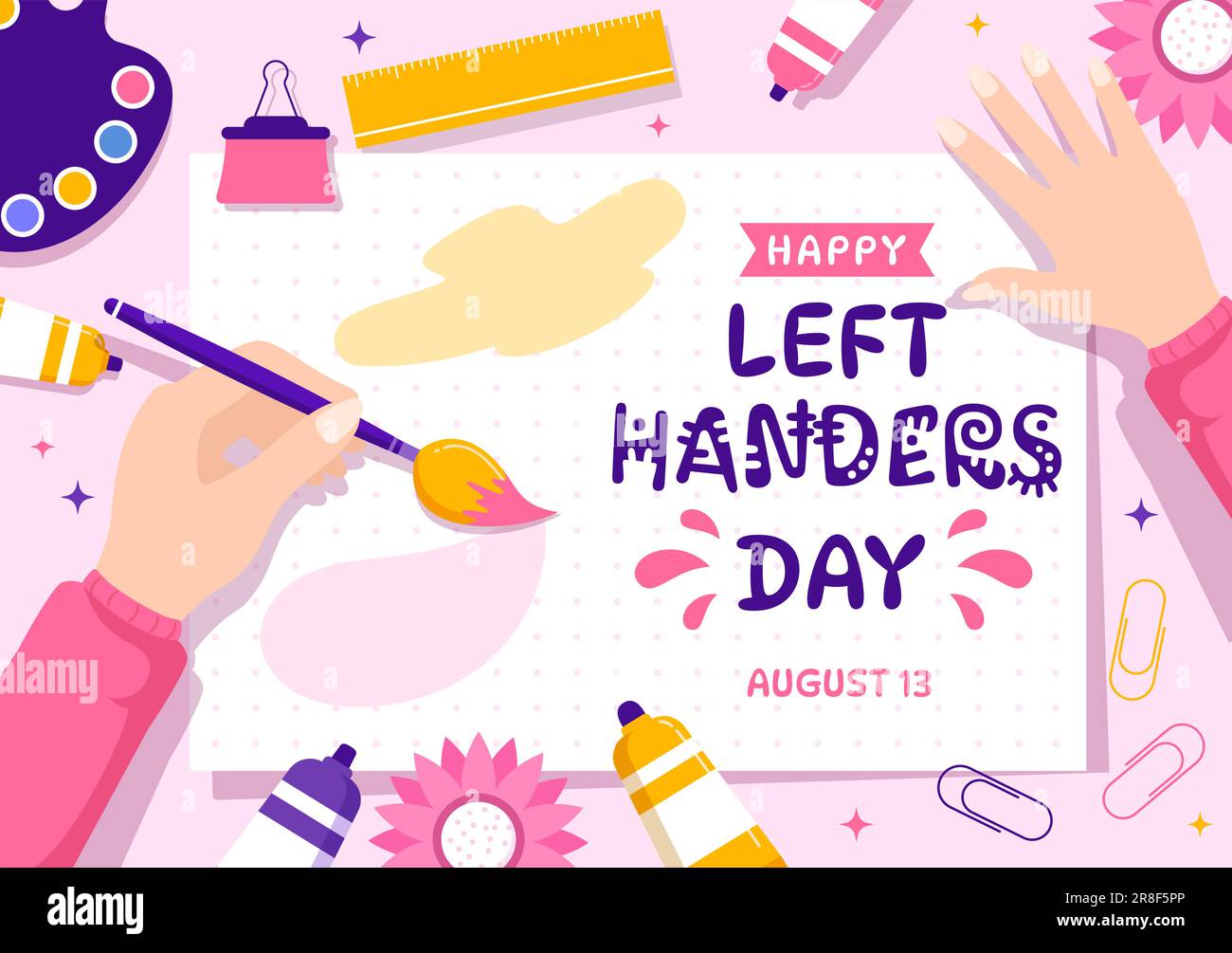 Happy LeftHanders Day Celebration Vector Illustration with Raise ...