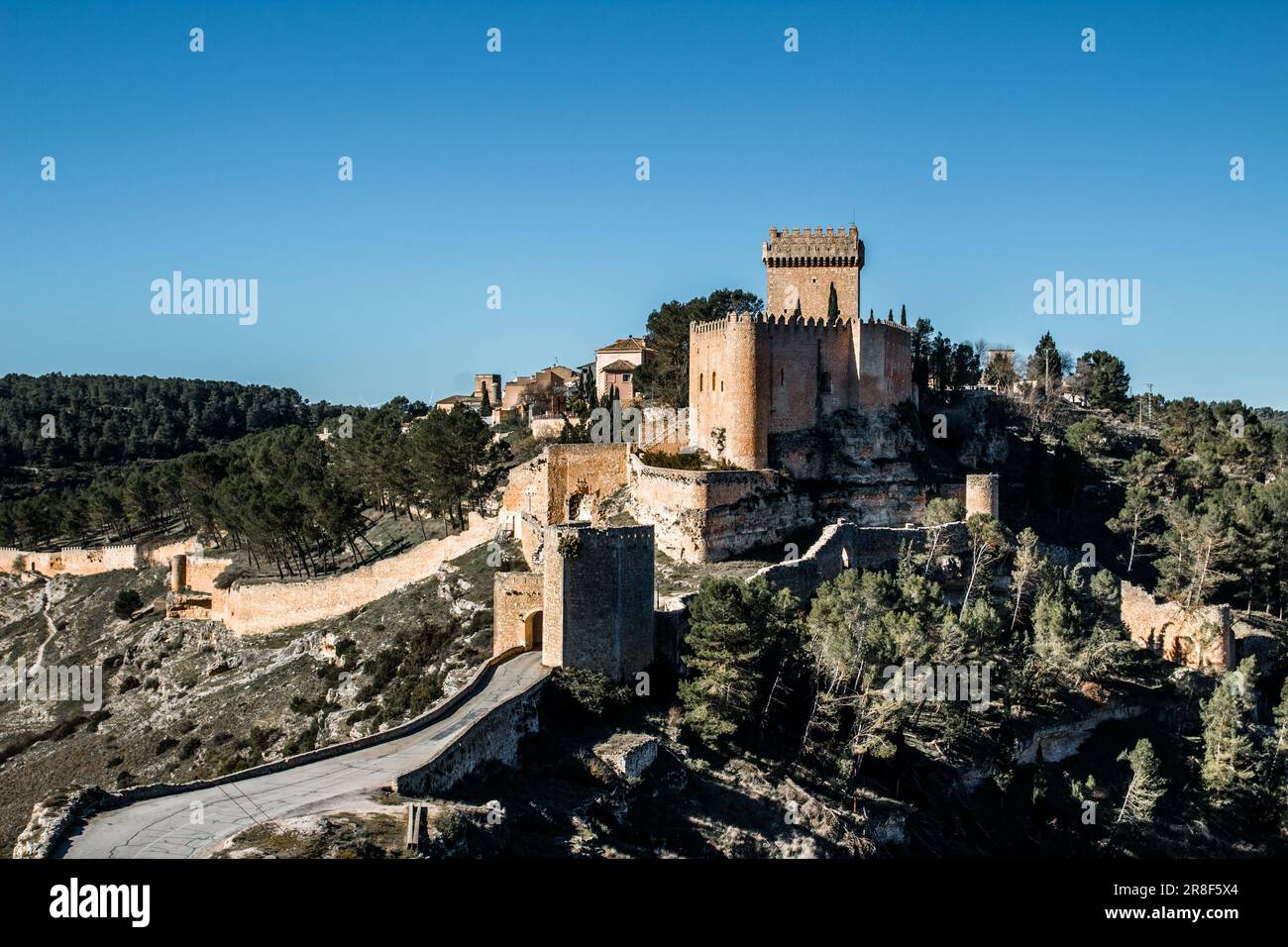 This majestic Alarcon Fortress, a medieval castle located in Spain ...