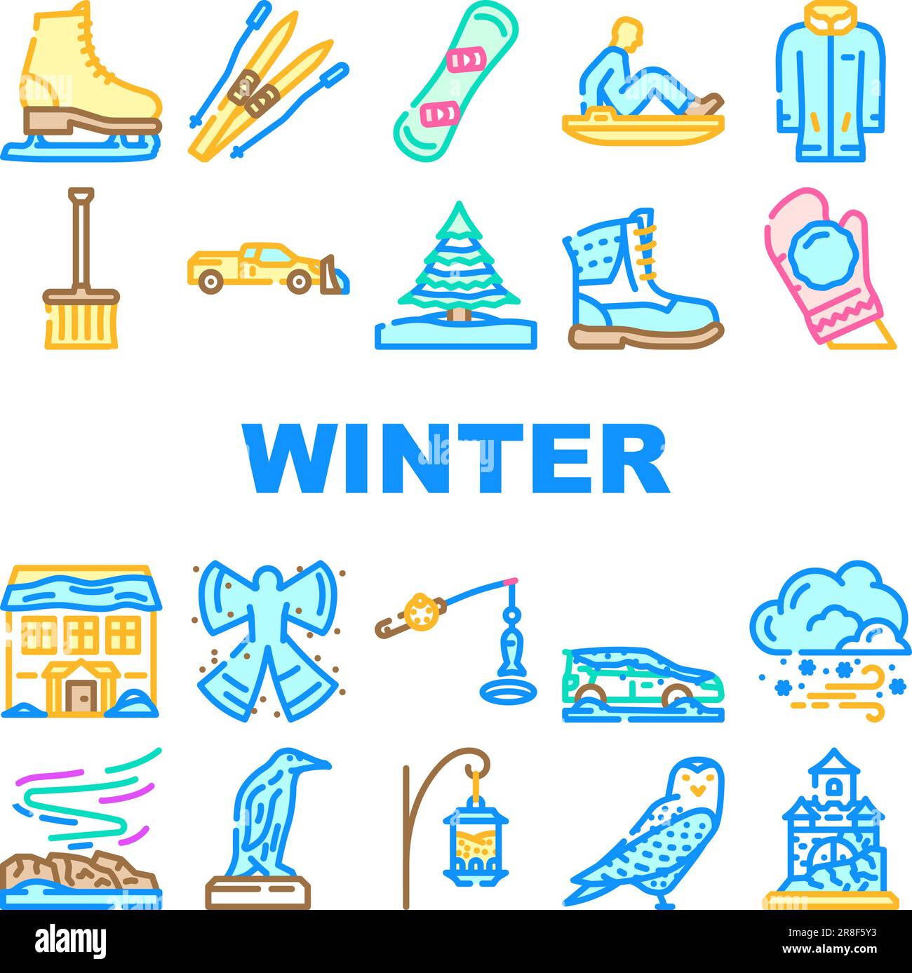 winter snow season blue icons set vector Stock Vector Image & Art - Alamy
