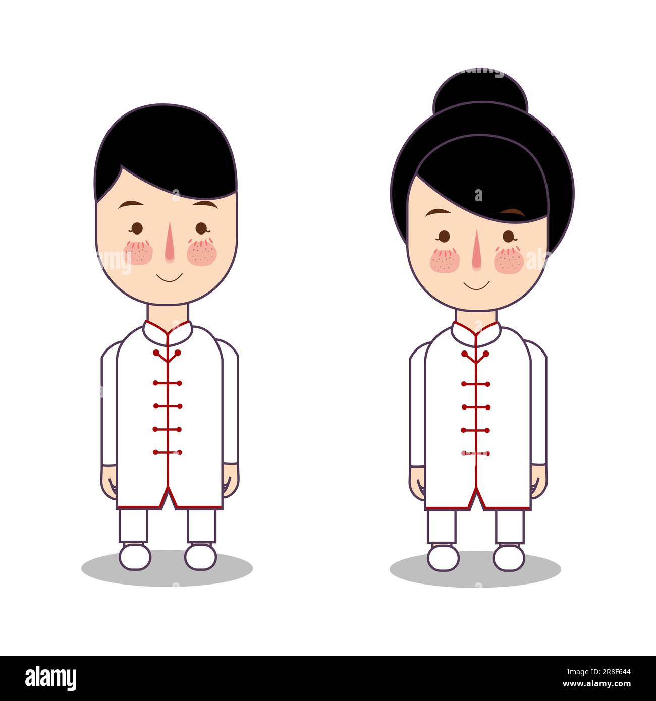 Boy and girl athlete wearing uniform taiji kungfu traditional culture ...