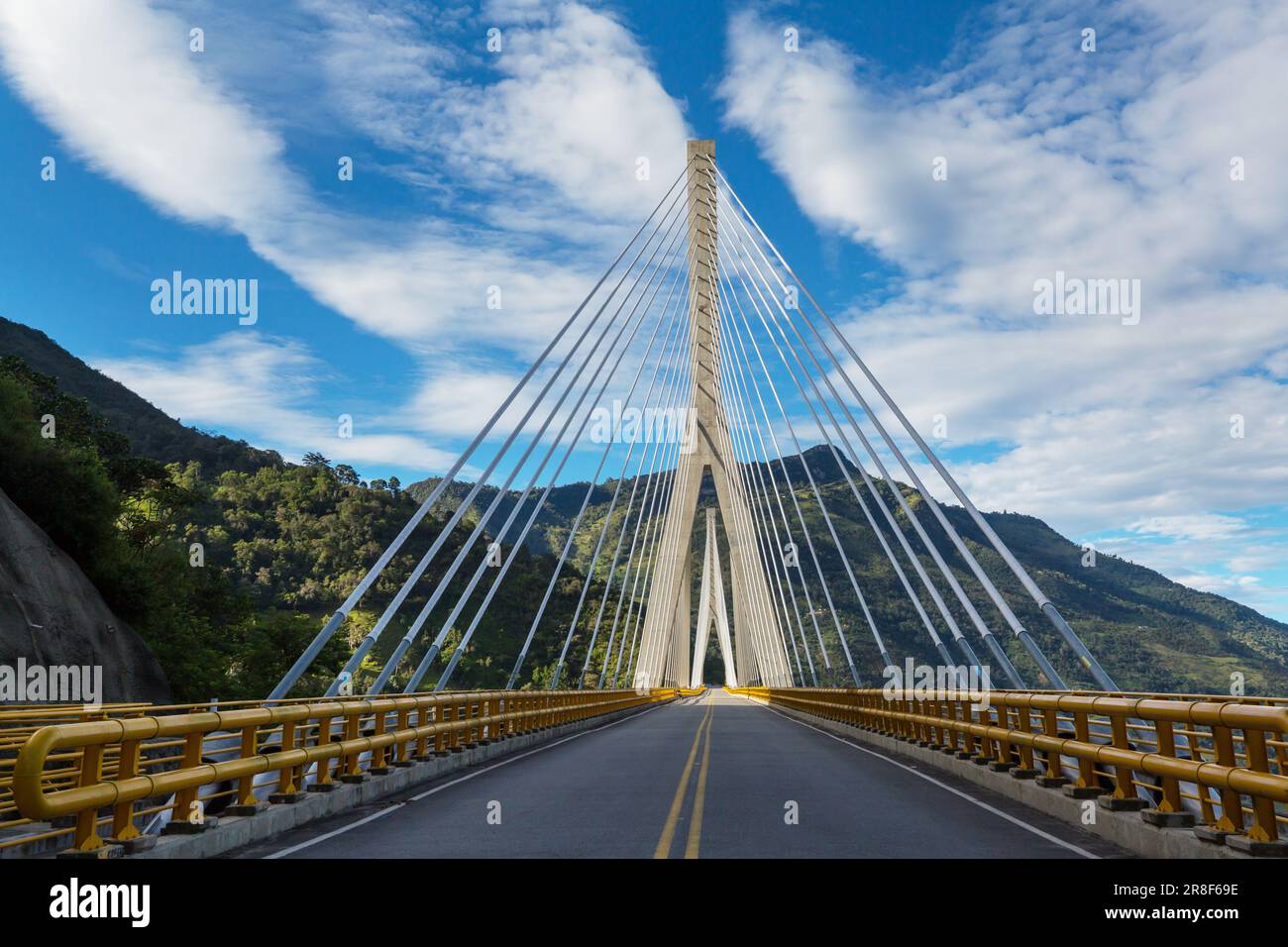 Modern bridge in colombian mountains Stock Photo - Alamy