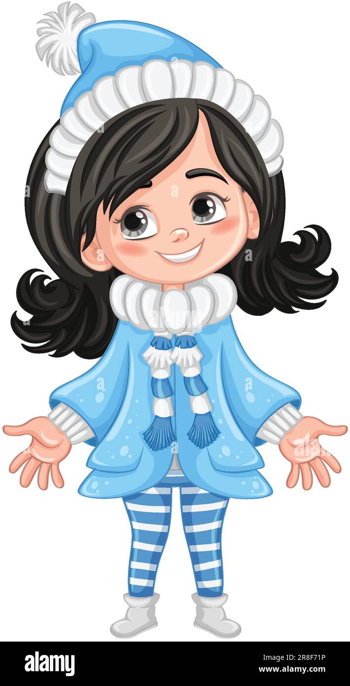 Cute girl cartoon character in winter outfit illustration Stock Vector ...