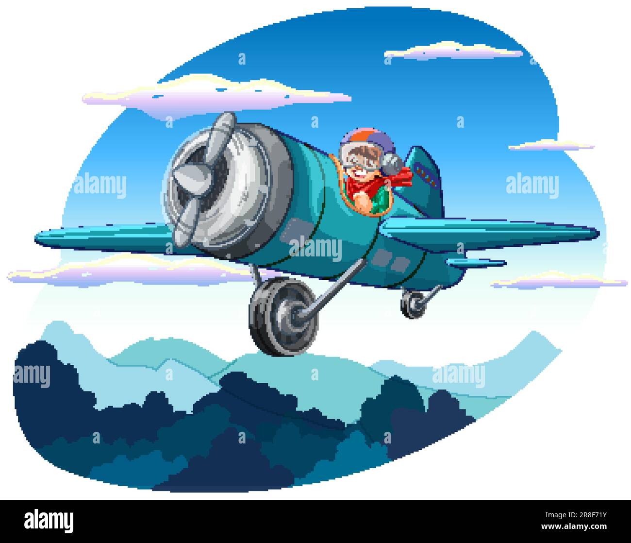 Happy Boy Riding Plane in the Sky illustration Stock Vector Image & Art ...