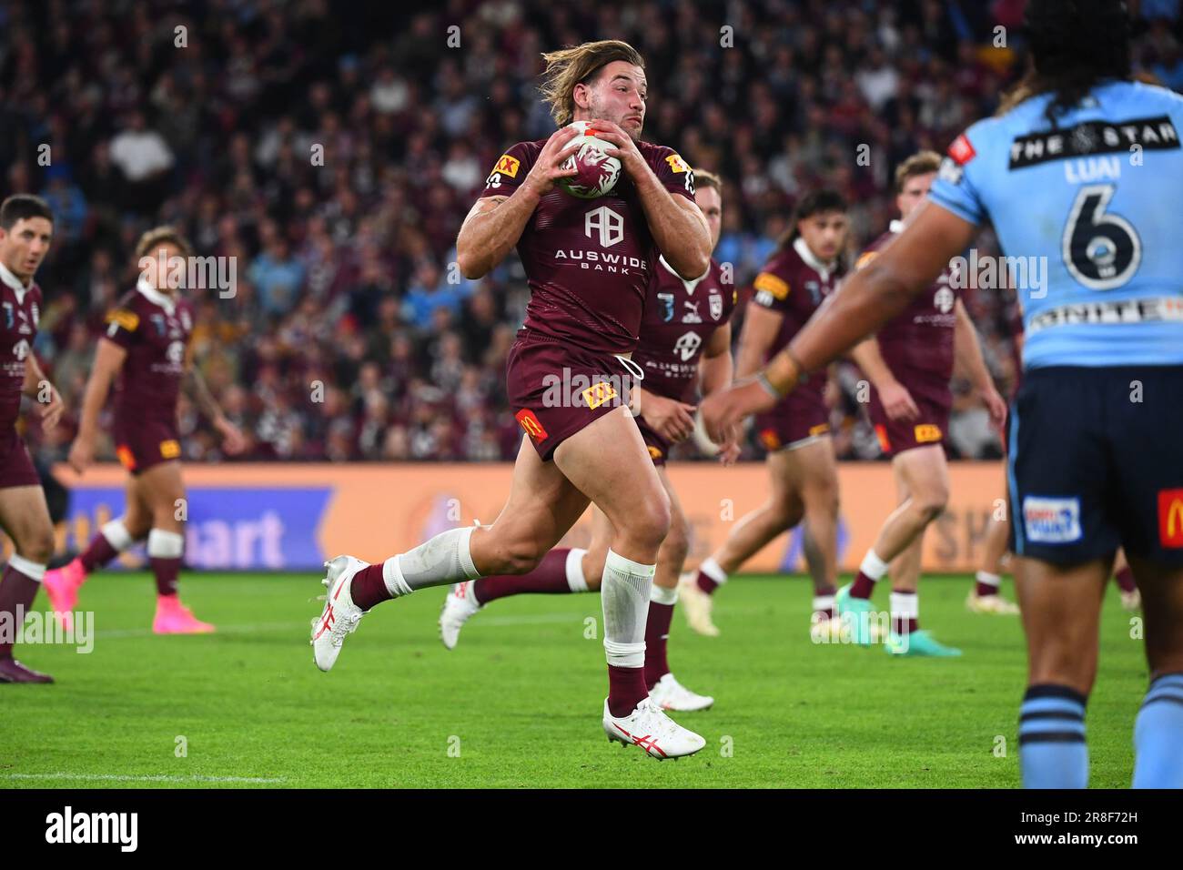 Brisbane, Australia. 21st June, 2023. Patrick Carrigan of the Maroons ...