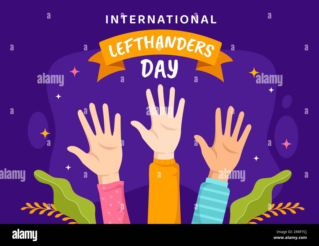 Happy LeftHanders Day Celebration Vector Illustration with Raise ...