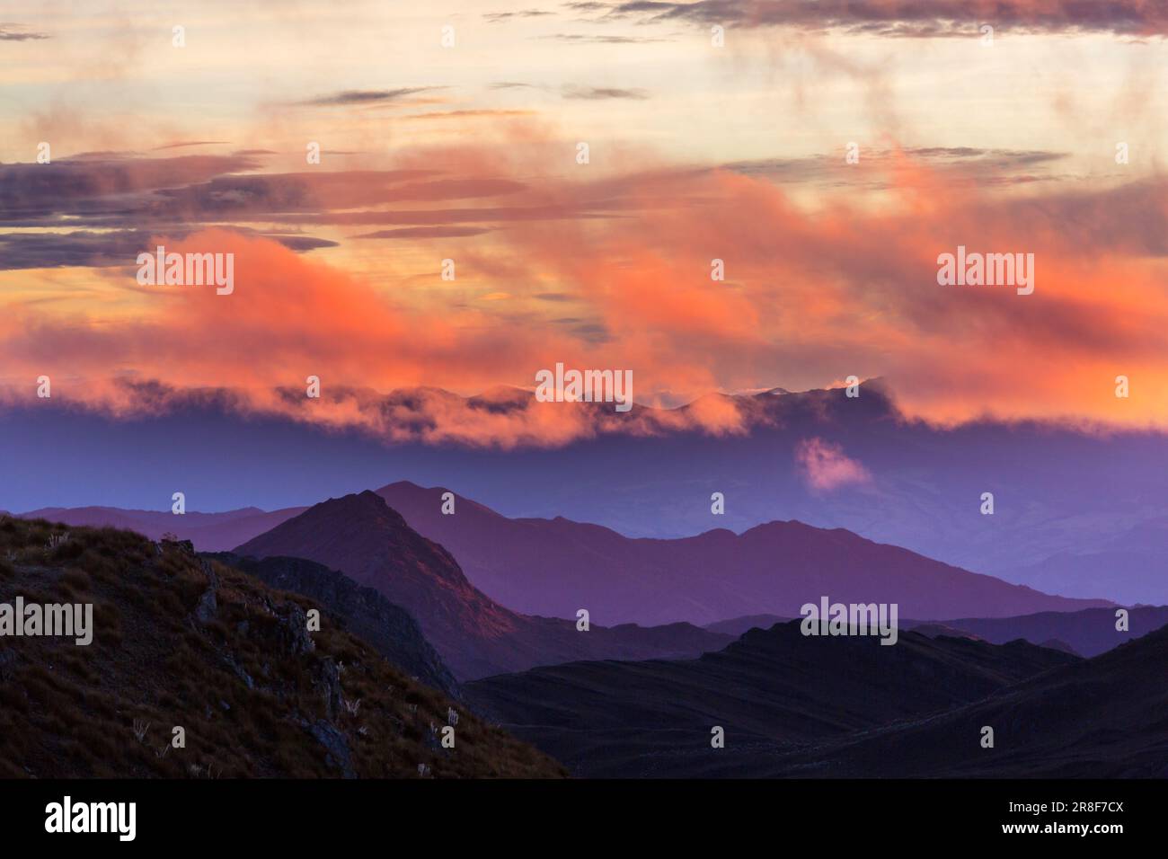 Sunrise scene in beautiful high mountains in Colombia, South America ...