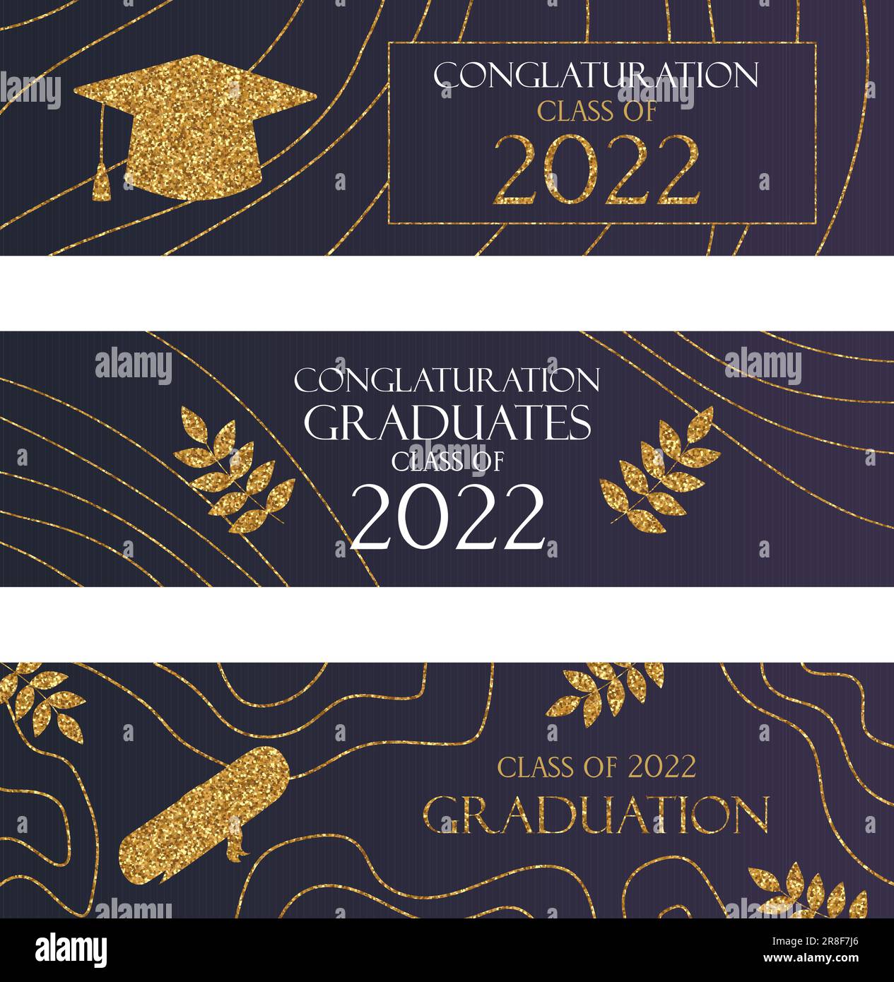 Dark with gold glitter Graduation party 2022 invitation Stock Vector ...
