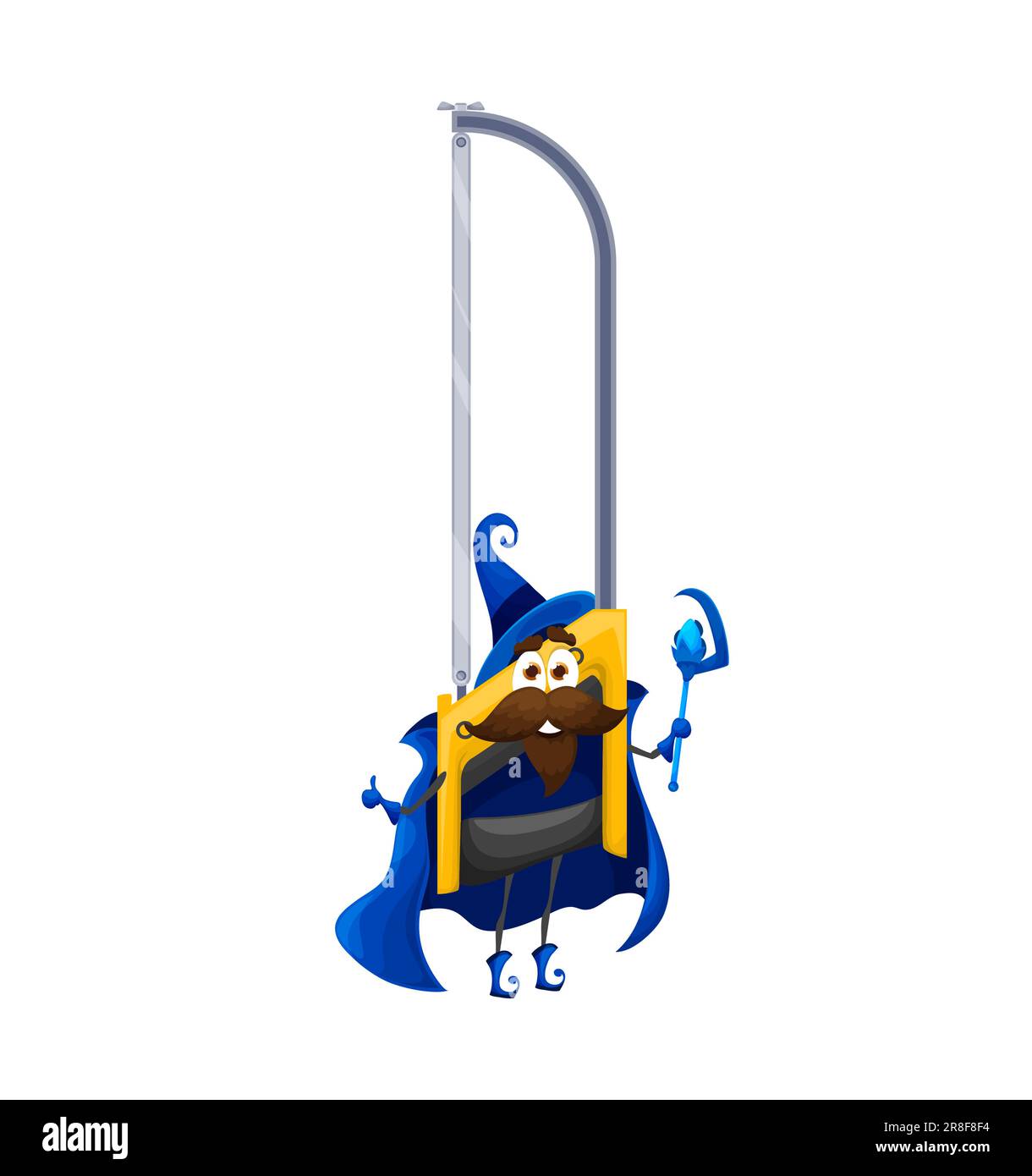 Cartoon halloween hacksaw tool wizard character. Funny magician handsaw ...