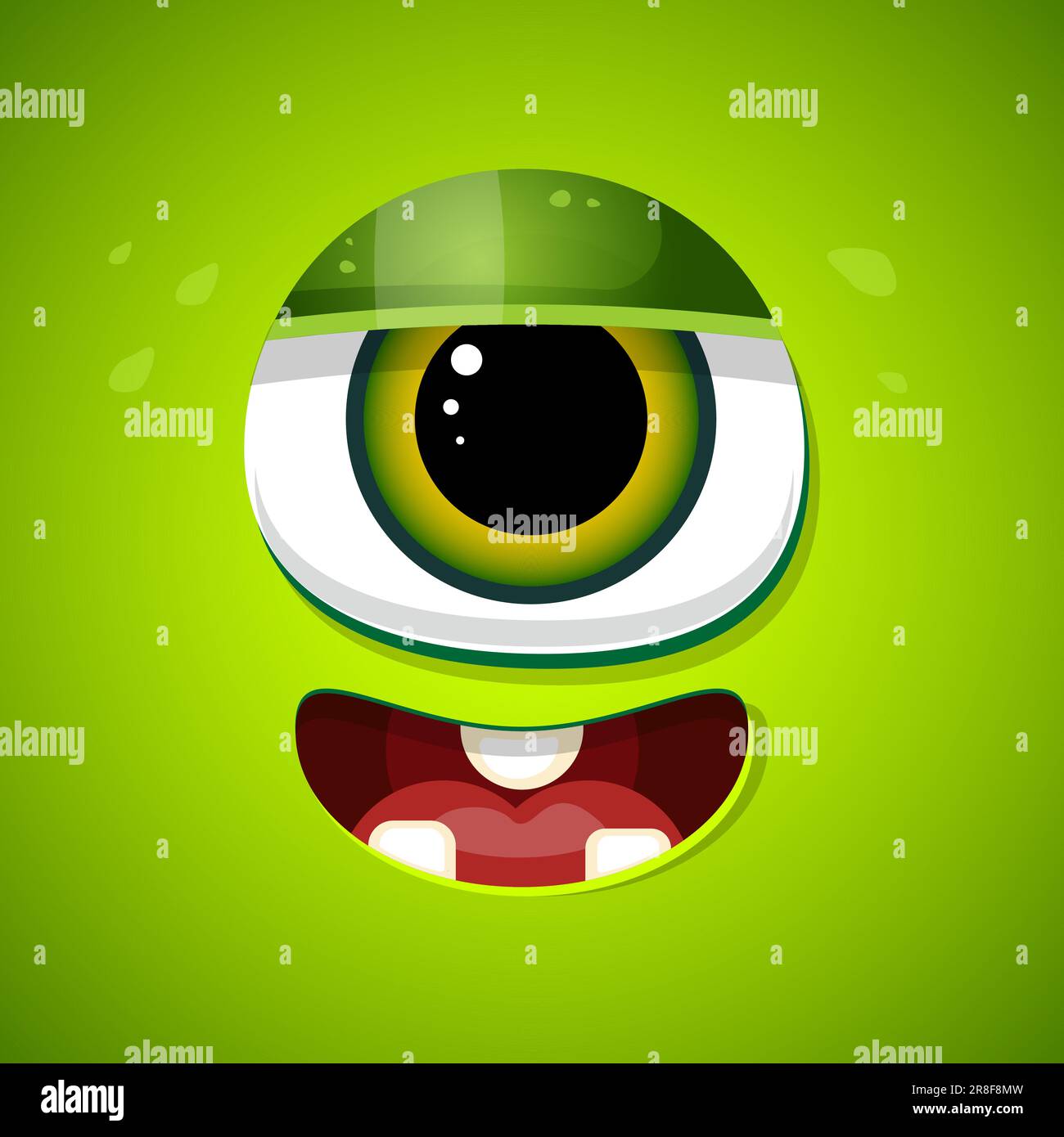 Cartoon monster face. Vector Halloween green cool monster avatar happy ...