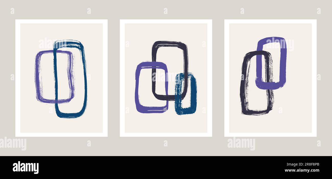 Geometric minimalist abstract hand painted poster for wall decor, print ...